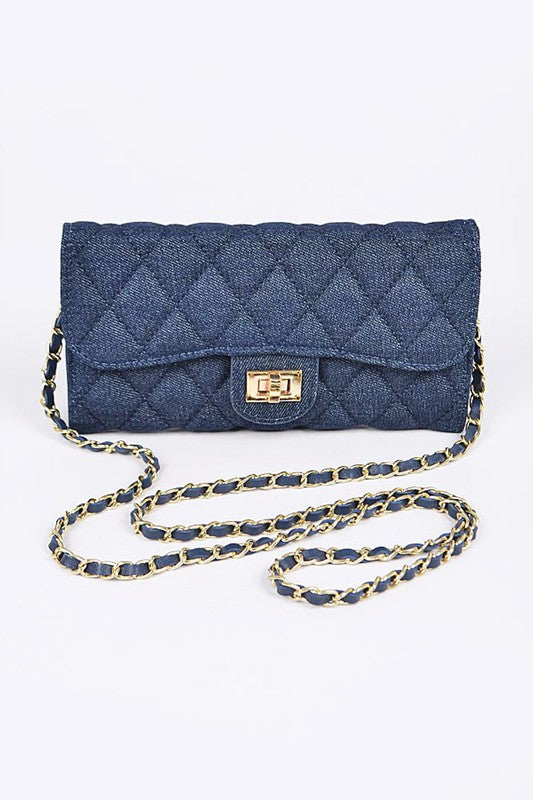 Quilted Denim Chain Wallet – Essentially You Boutique, LLC